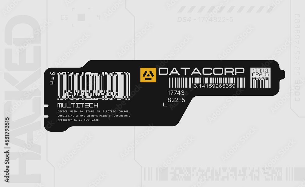Cyberpunk decals set. Set of vector stickers and labels in futuristic ...