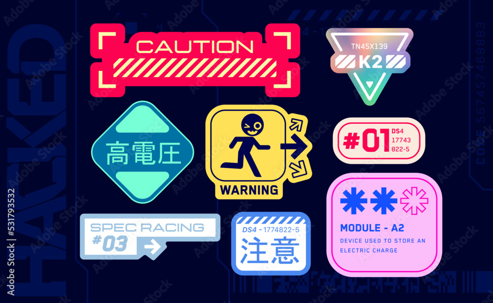 Racing decals stickers. Set of vector stickers and labels in futuristic ...