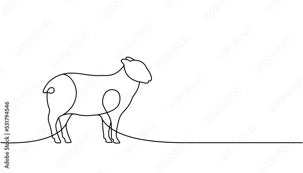 Vetor do Stock: Sheep one line continuous drawing. Sheep symbol. Farm ...