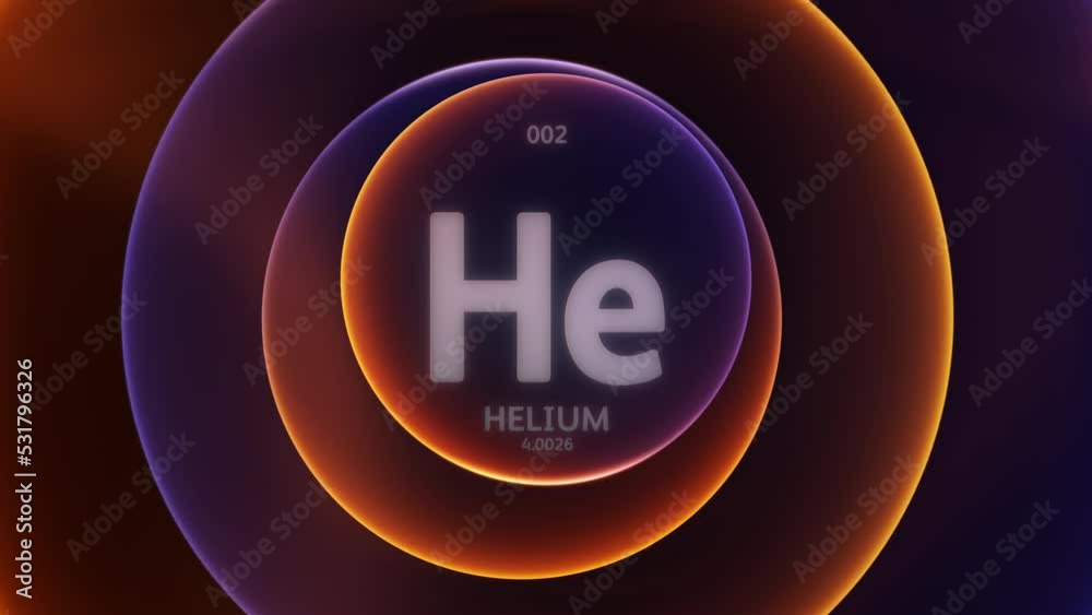 Helium as Element 2 of the Periodic Table. Concept animation on ...