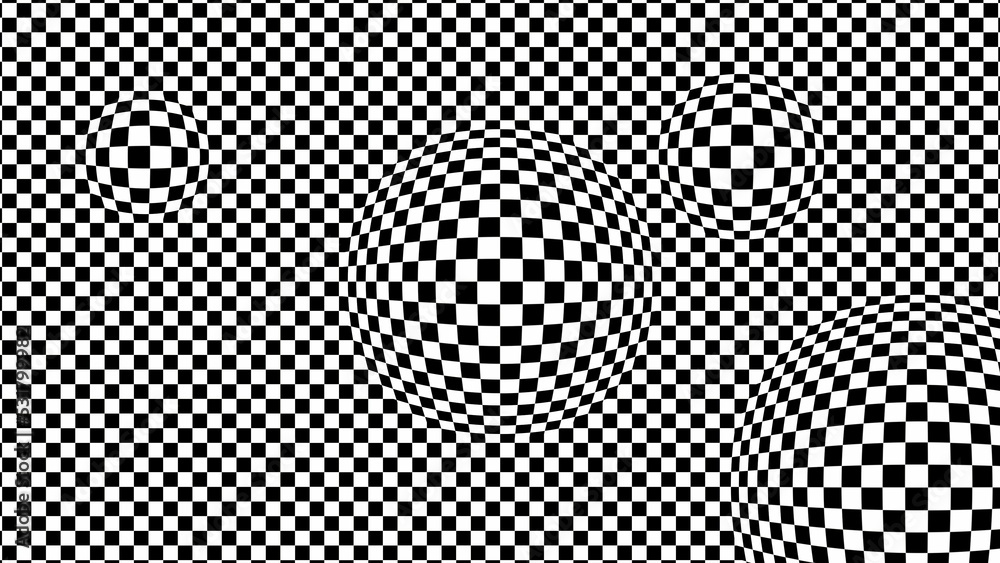 Black and White Distorted Checkerboard Pattern Moves Optical Illusion ...
