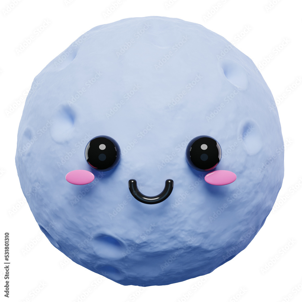 Cute and adorable 3d Moon emoji character emoticon. 3d cartoon Moon ...