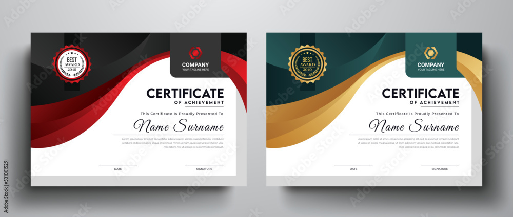 Modern and creative certificate template for multipurpose I Golden red ...