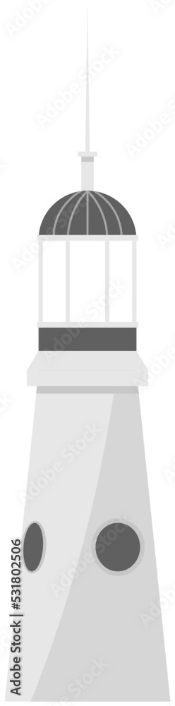 Lighthouse, navigation building for ships. Beacon tower with balcony ...