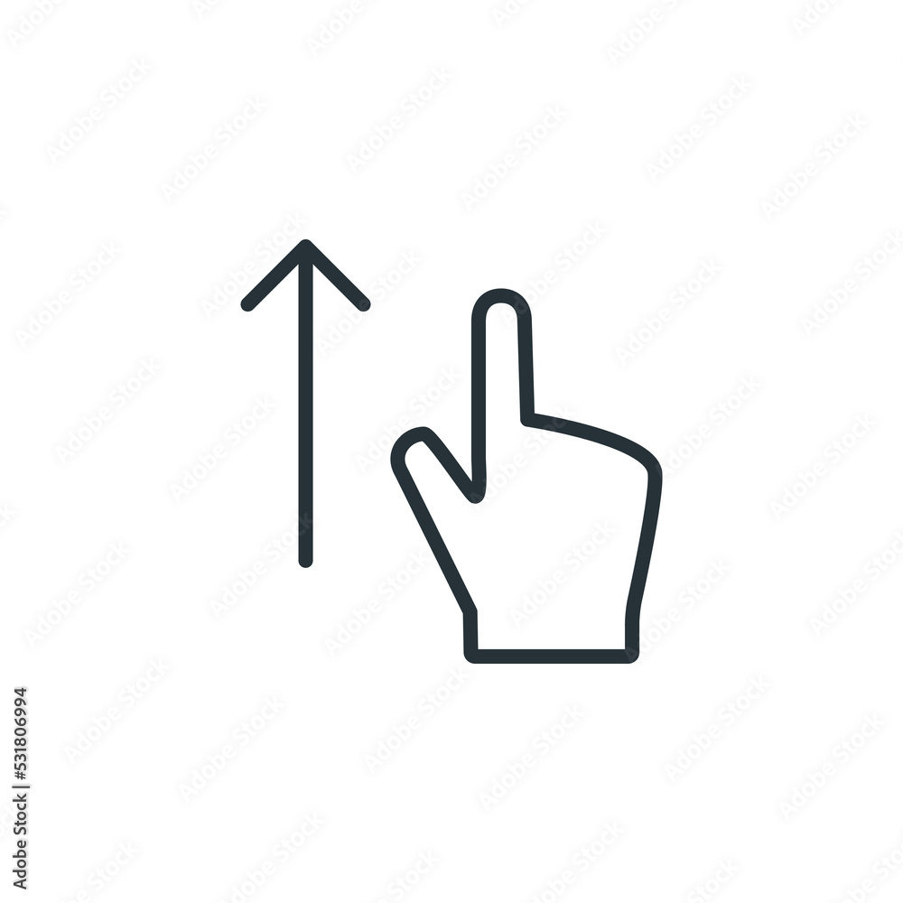 Vector touch screen gestures Icons. Thin line Icons. Slide up arrow sign. Swipe action. Vector ...