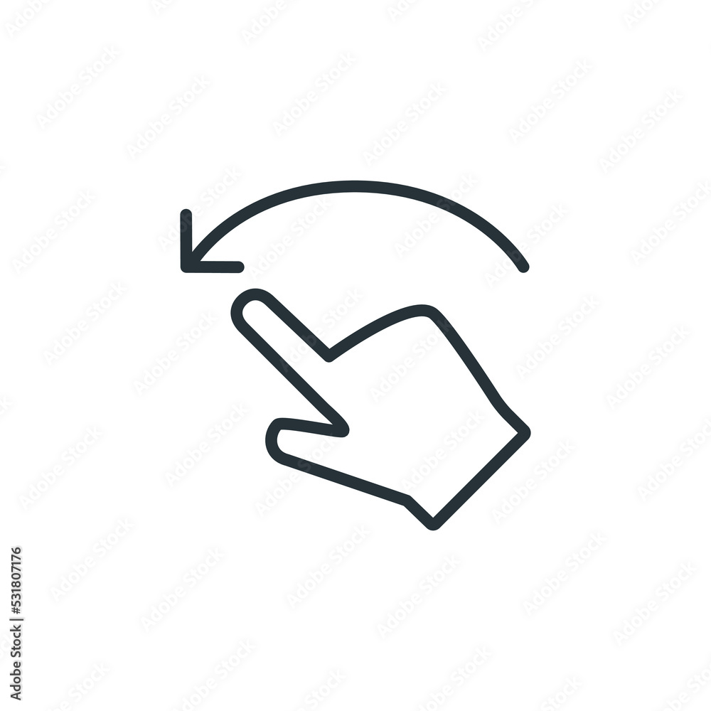 Touchscreen gesture line icon. Slide left arrow sign. Swipe action ... Touchscreen gesture line icon. Slide left arrow sign. Swipe action ...