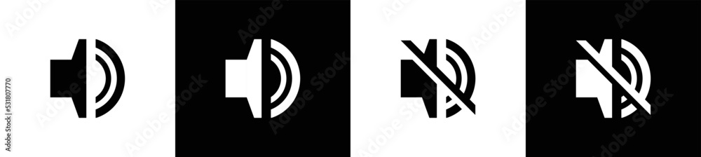 Speaker sound icon. Modern volume sound signs. Loudspeaker symbol for ...