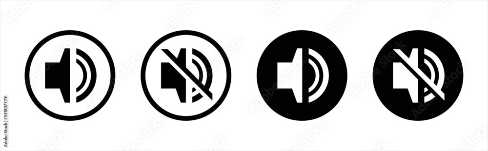 Speaker sound icon. Modern volume sound signs. Loudspeaker symbol for ...