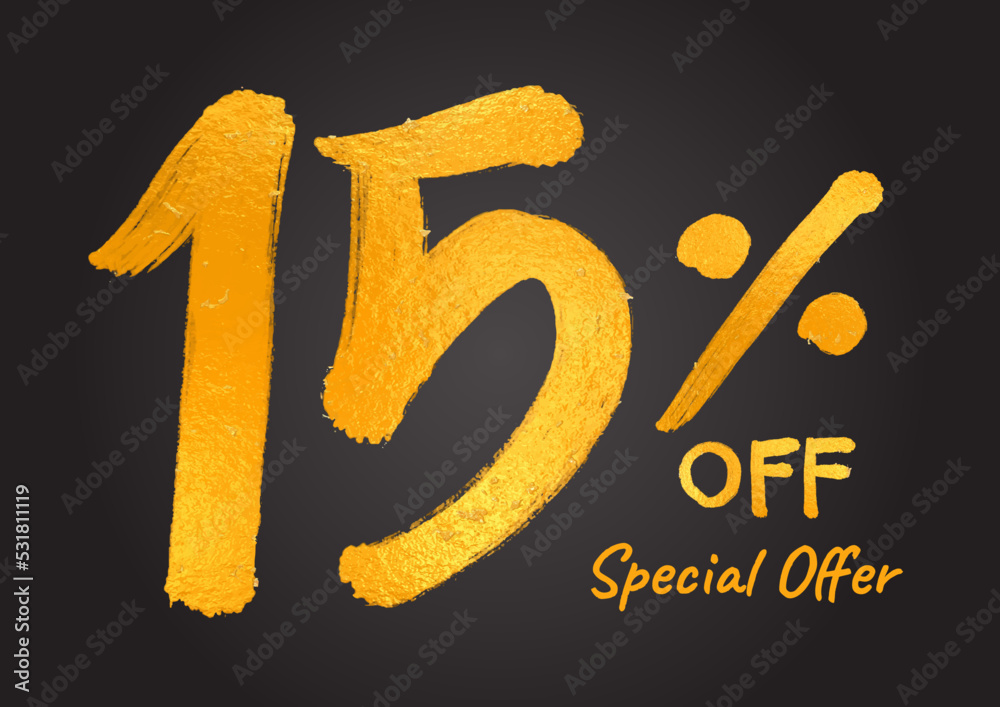 15% OFF. Special Offer Gold Lettering Numbers brush drawing hand drawn ...