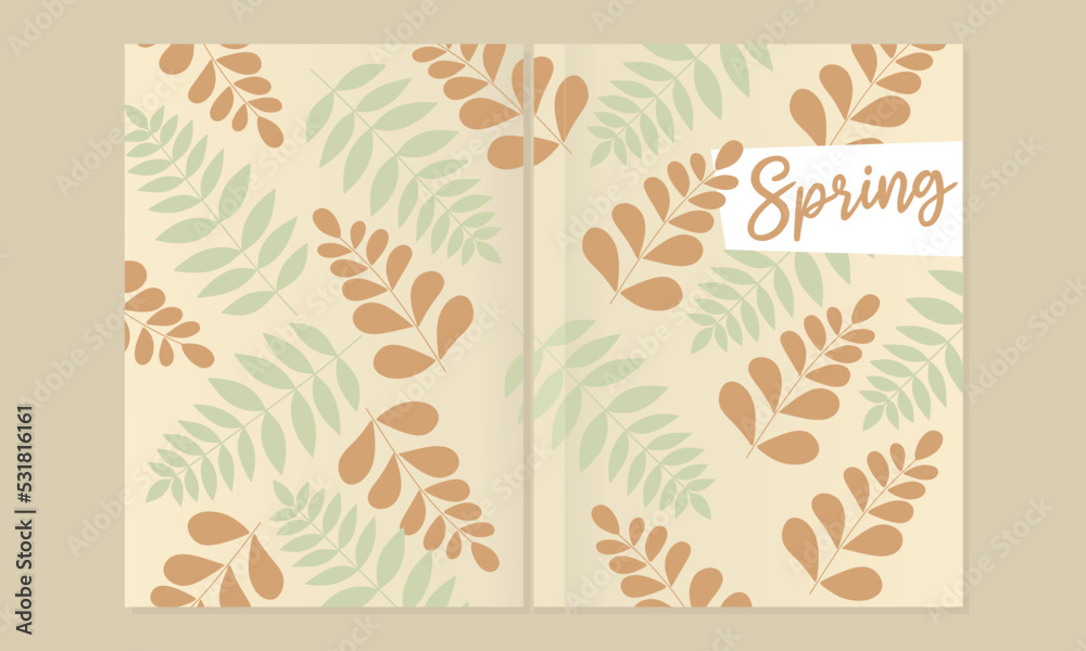 botanical Book Cover Design Template in A4. hand drawn flower ...