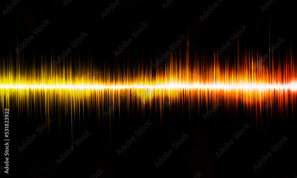 Panorama bright orange - yellow digital sound wave background ...