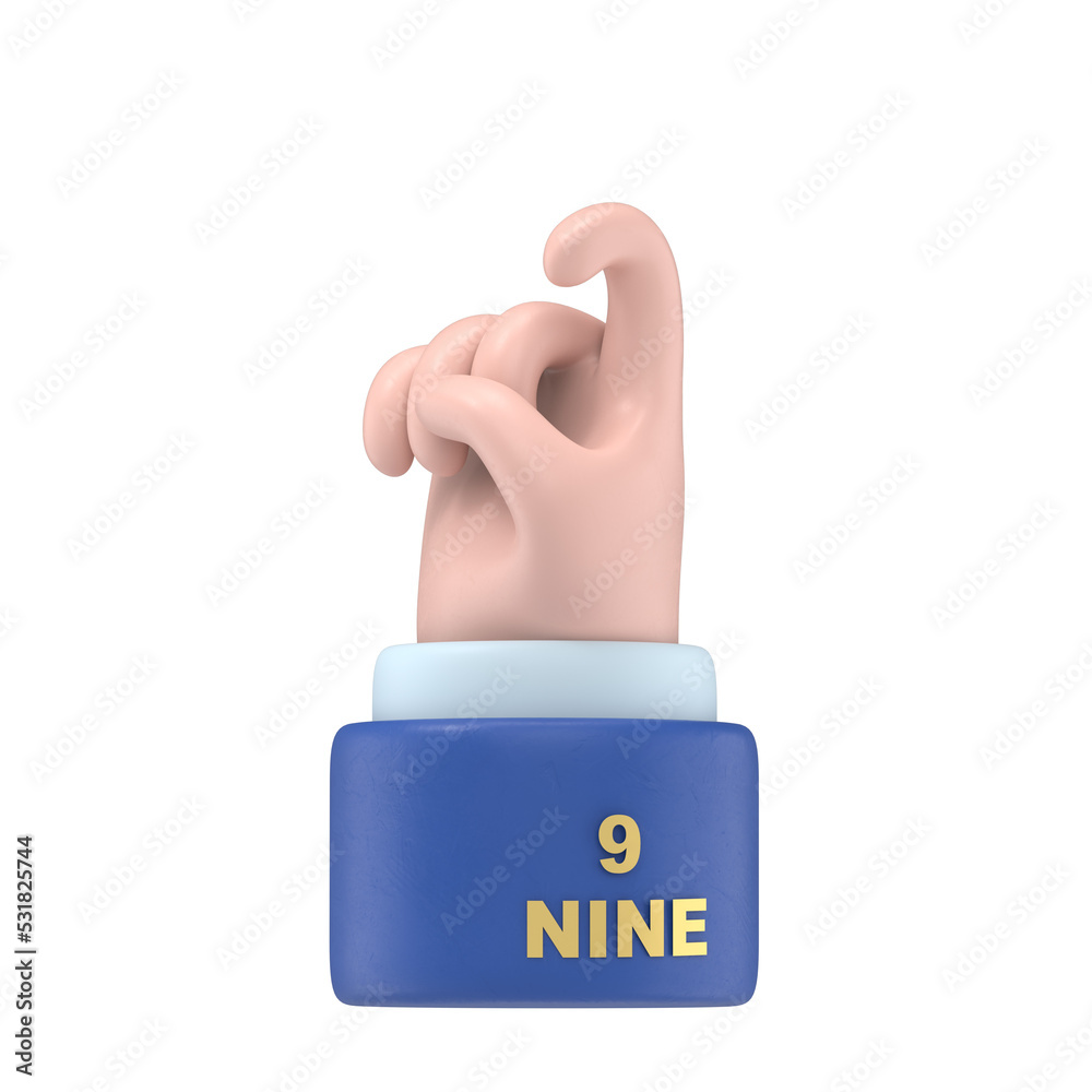 Transparent Backgrounds Mock-up.Five fingers counting icon.3d hand ...