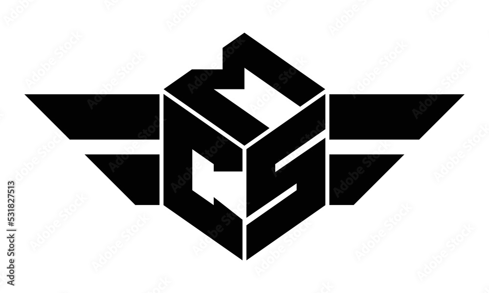 MCS three letter gaming logo in polygon cube shape logo design vector ...