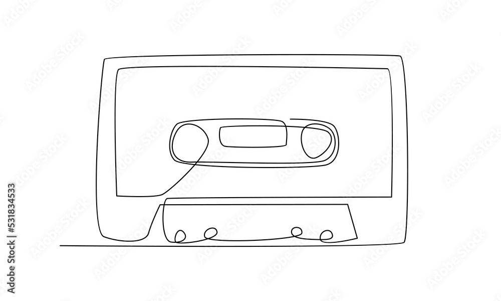 continuous line of cassette tape ribbon Stock Vector | Adobe Stock