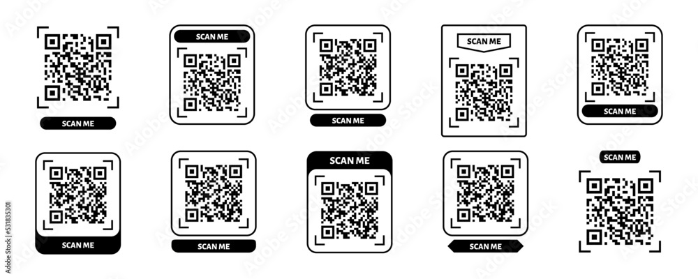 Scan Me Qr Code Design Qr Code For Payment Text Transfer With Scan Me Button Vector