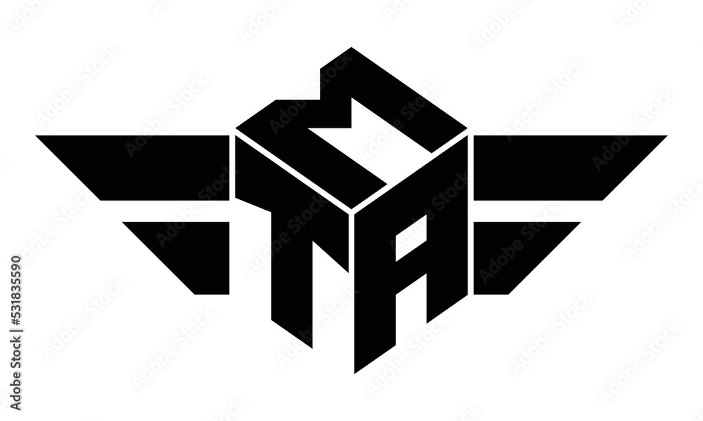 MTA three letter gaming logo in polygon cube shape logo design vector ...