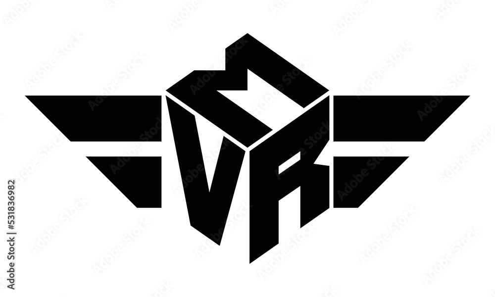 MVR three letter gaming logo in polygon cube shape logo design vector ...