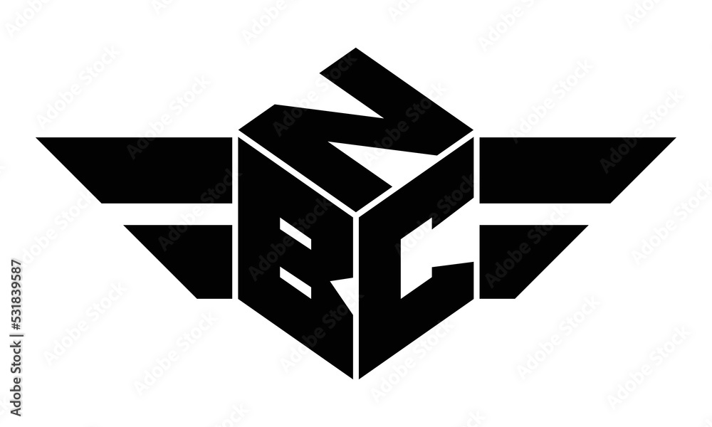 NBC three letter gaming logo in polygon cube shape logo design vector ...