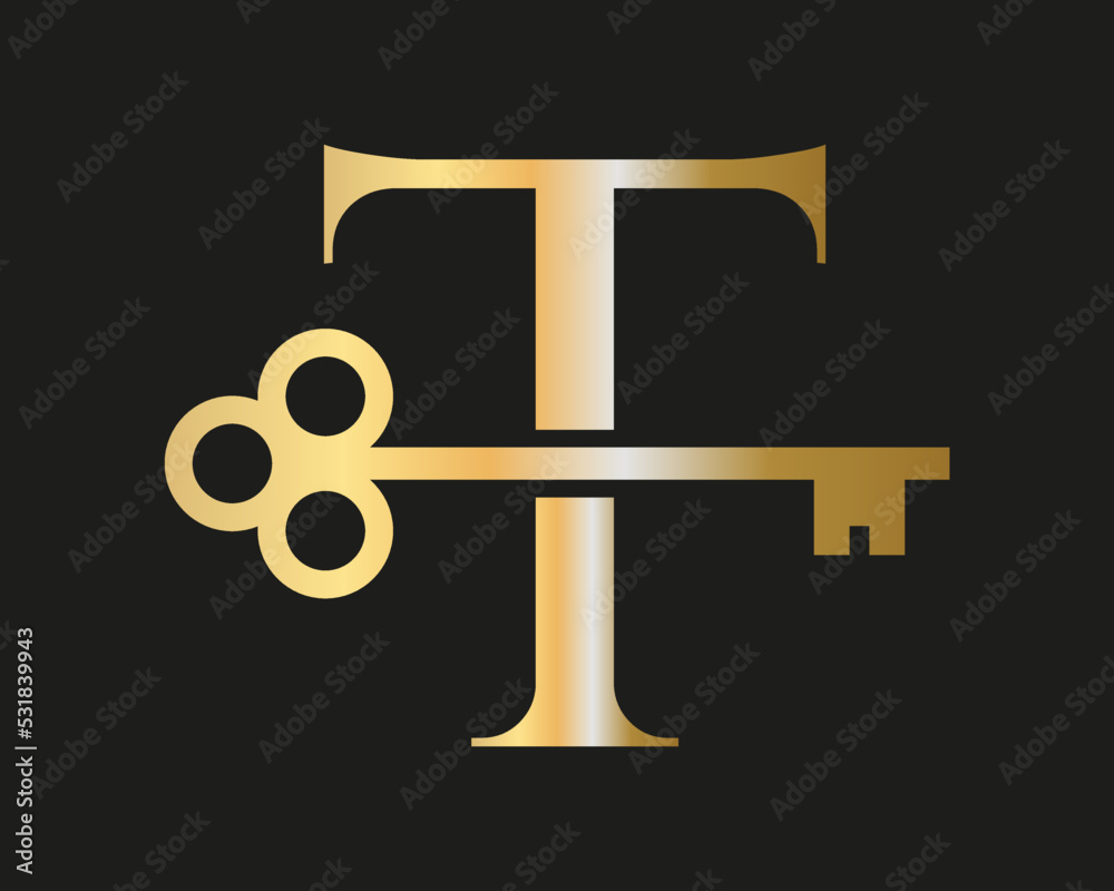 Letter T Real Estate Logo Concept With Home Lock Key Vector Template ...