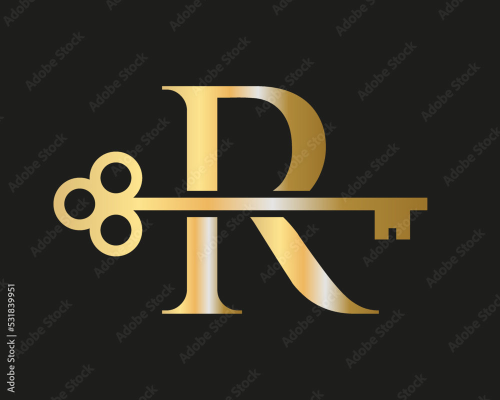 Letter R Real Estate Logo Concept With Home Lock Key Vector Template ...
