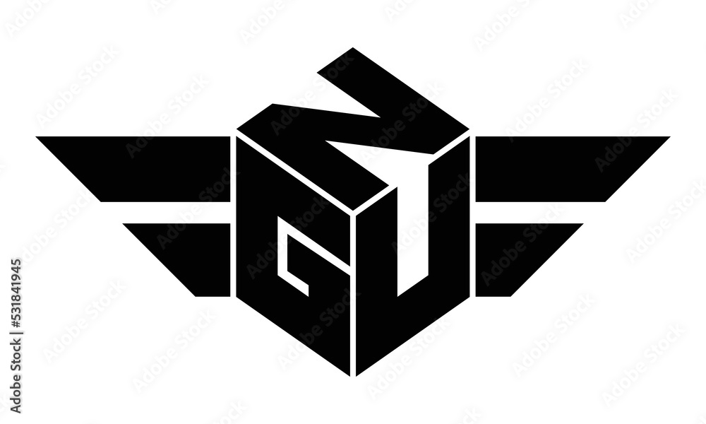 NGU three letter gaming logo in polygon cube shape logo design vector ...