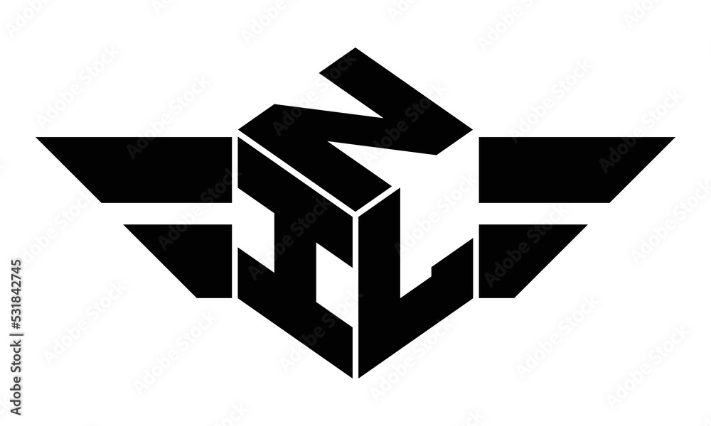 NIL three letter gaming logo in polygon cube shape logo design vector ...