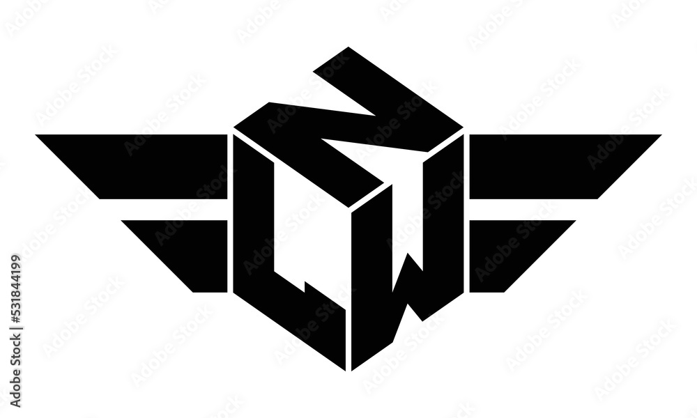 NLW three letter gaming logo in polygon cube shape logo design vector ...