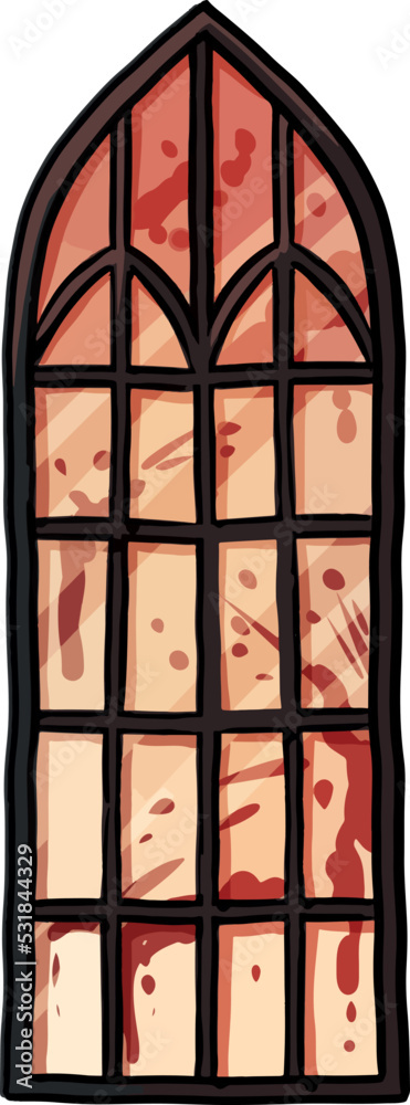 Gothic window doodle. Vampire stained glass window concept. Halloween ...