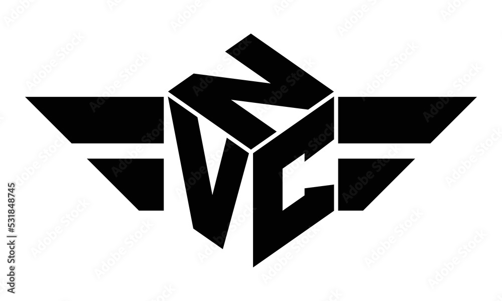 NVC three letter gaming logo in polygon cube shape logo design vector ...