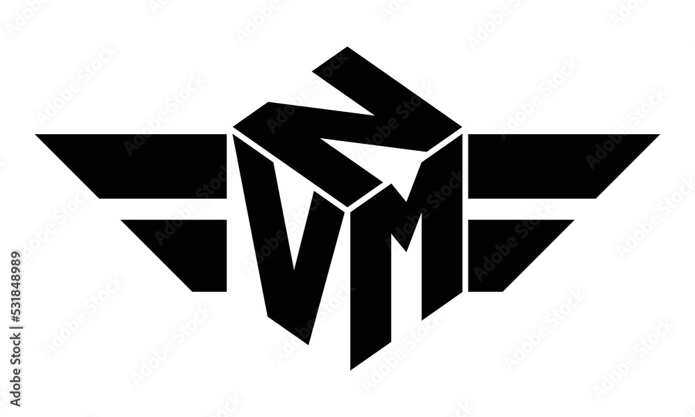 NVM three letter gaming logo in polygon cube shape logo design vector ...