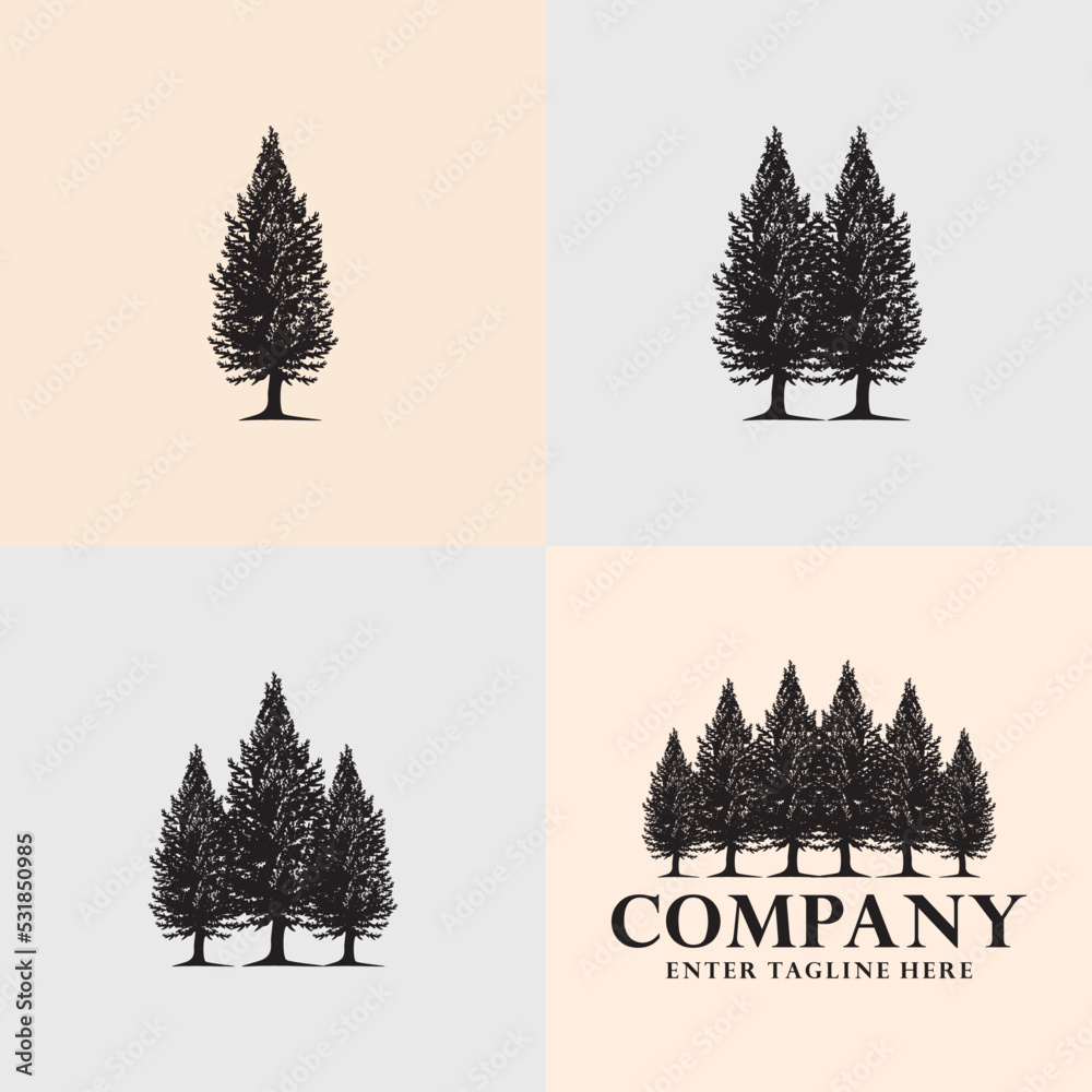 tree logo, tree design, tree vector, spruce emblem logo, spruce emblem ...