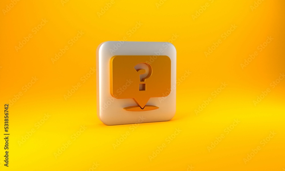 Gold Question mark icon isolated on yellow background. FAQ sign. Copy ...