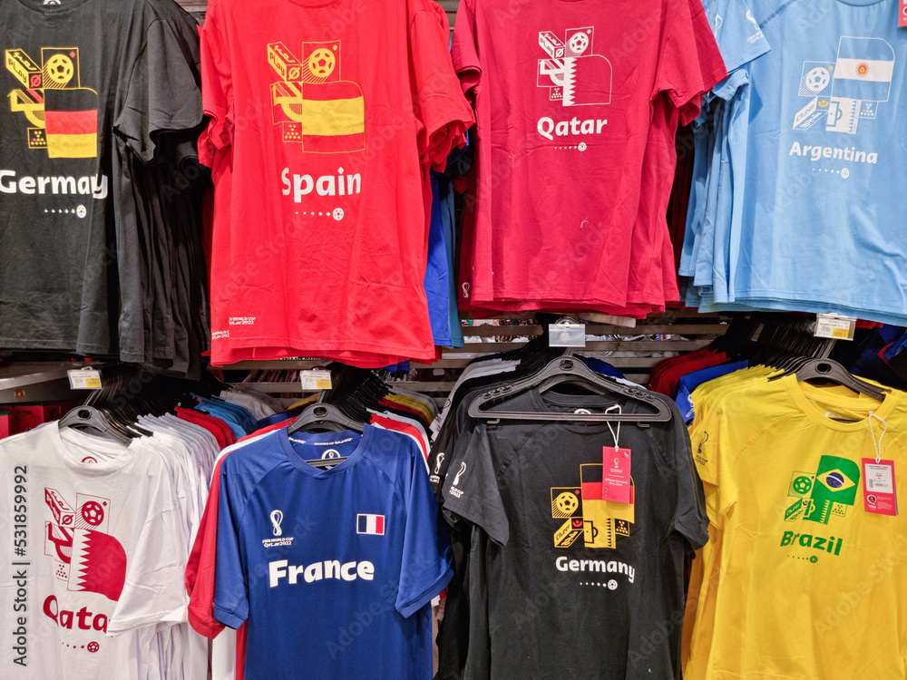 Doha, Qatar - September 14, 2022: Official licensed products of FIFA ...