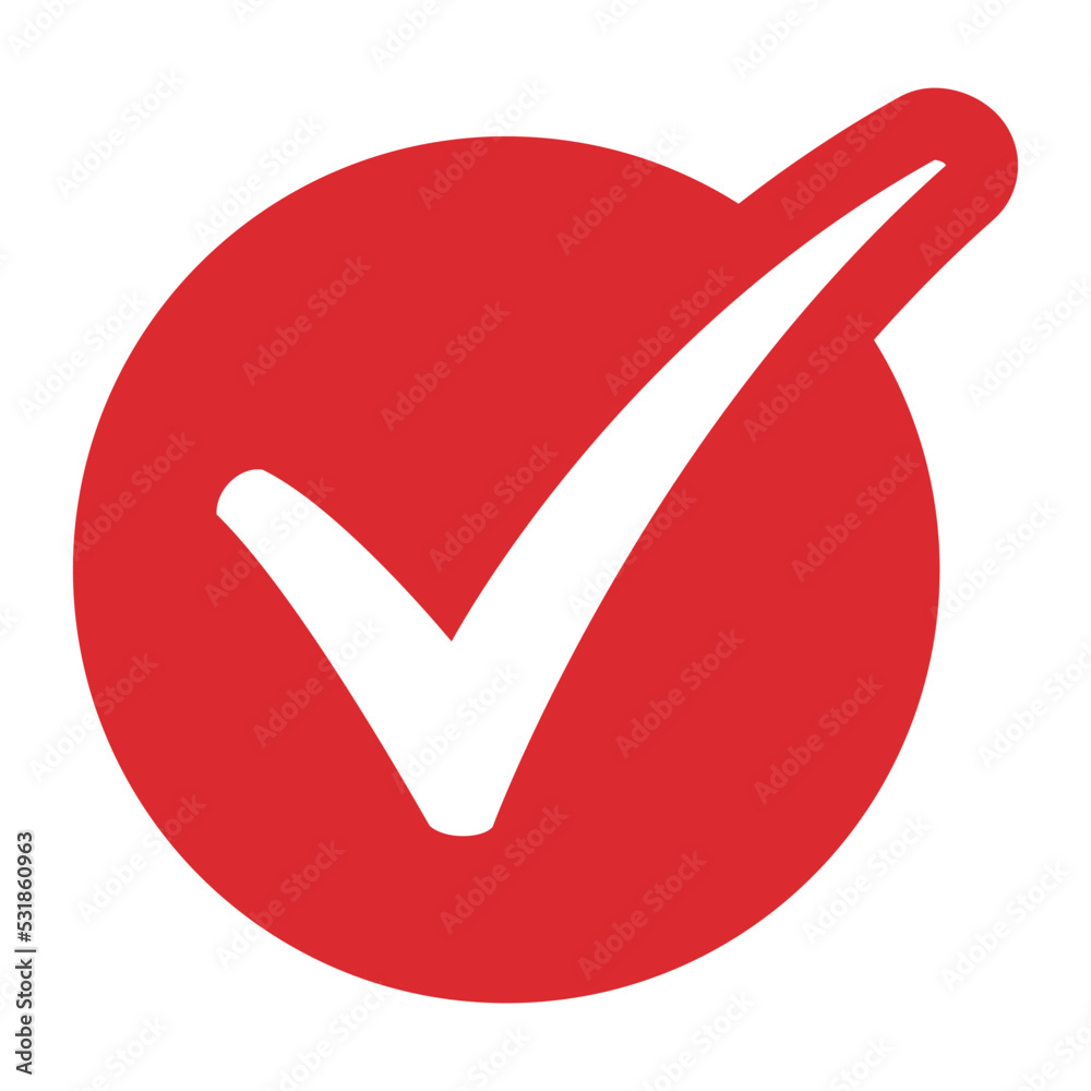 Red round check mark Stock Vector | Adobe Stock