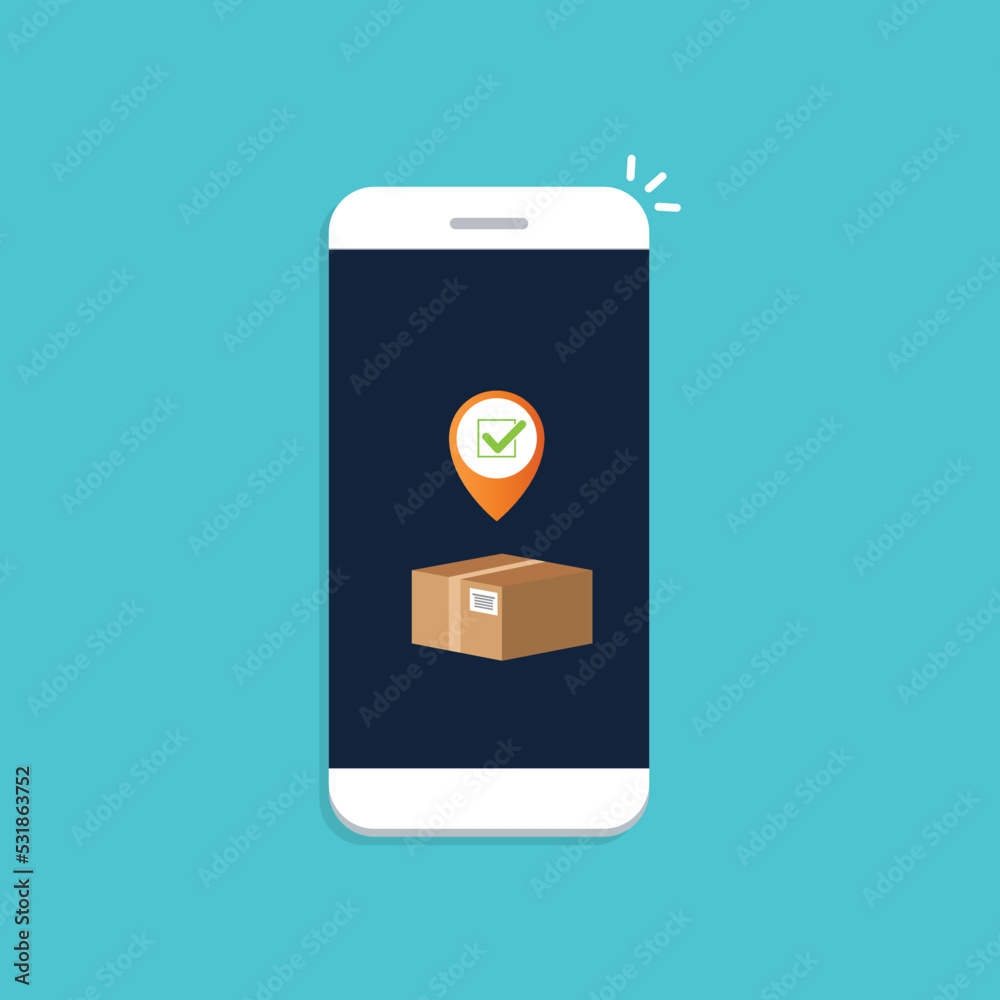 Delivery Process Notification on Mobile Phone. Express Delivery, Home ...