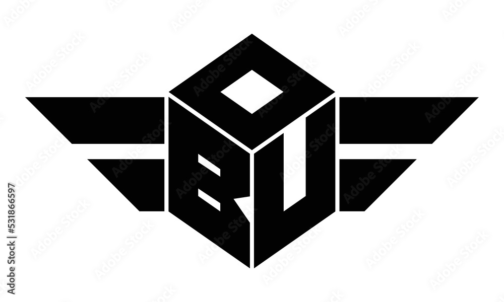 OBU three letter gaming logo in polygon cube shape logo design vector ...