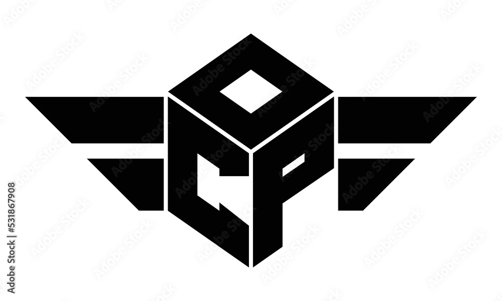 OCP three letter gaming logo in polygon cube shape logo design vector ...