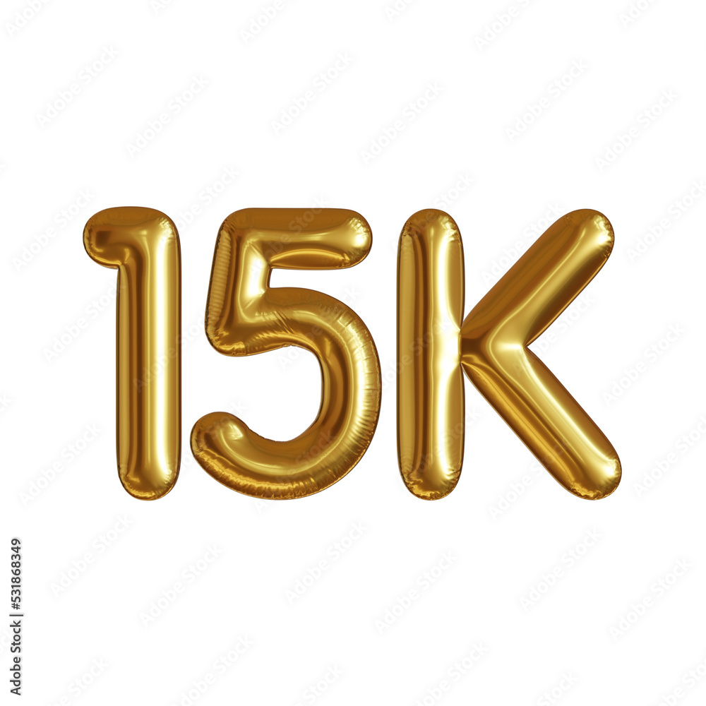 15K 3d balloon number followers social media Stock Illustration | Adobe Stock