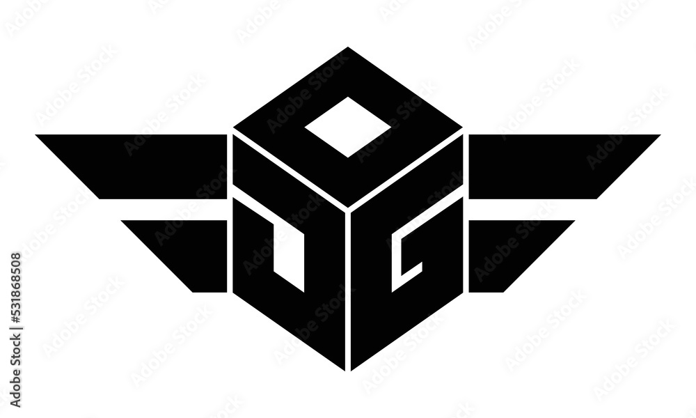 ODG three letter gaming logo in polygon cube shape logo design vector ...