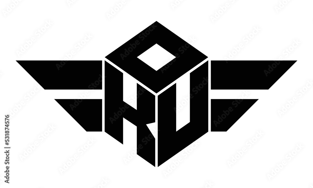 OKU three letter gaming logo in polygon cube shape logo design vector ...