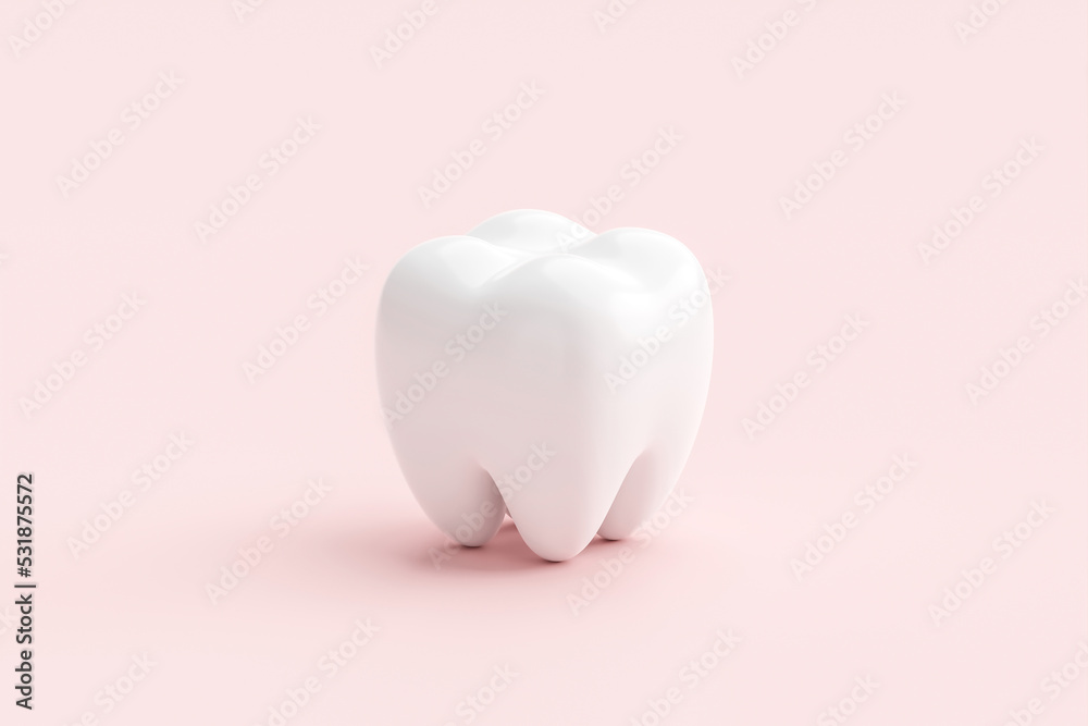 Whitening baby tooth care or kid teeth isolated on white 3d background ...