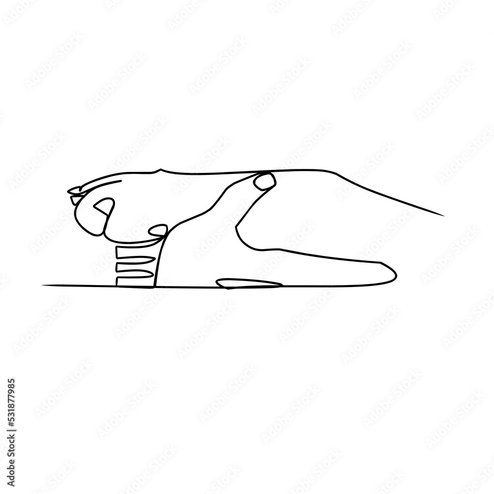 Vector illustration of a hand holding a dog paw in line art style Stock ...