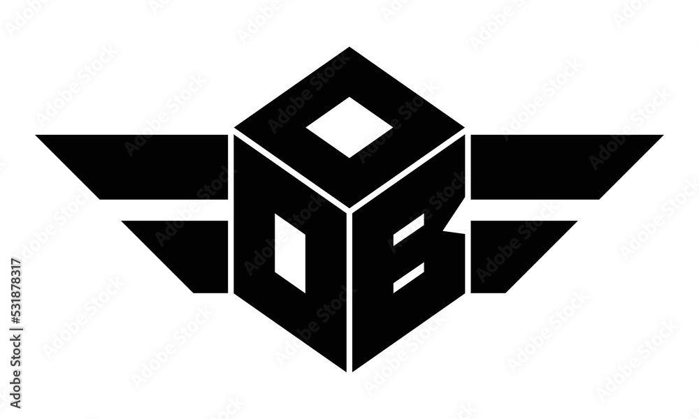 OOB three letter gaming logo in polygon cube shape logo design vector ...