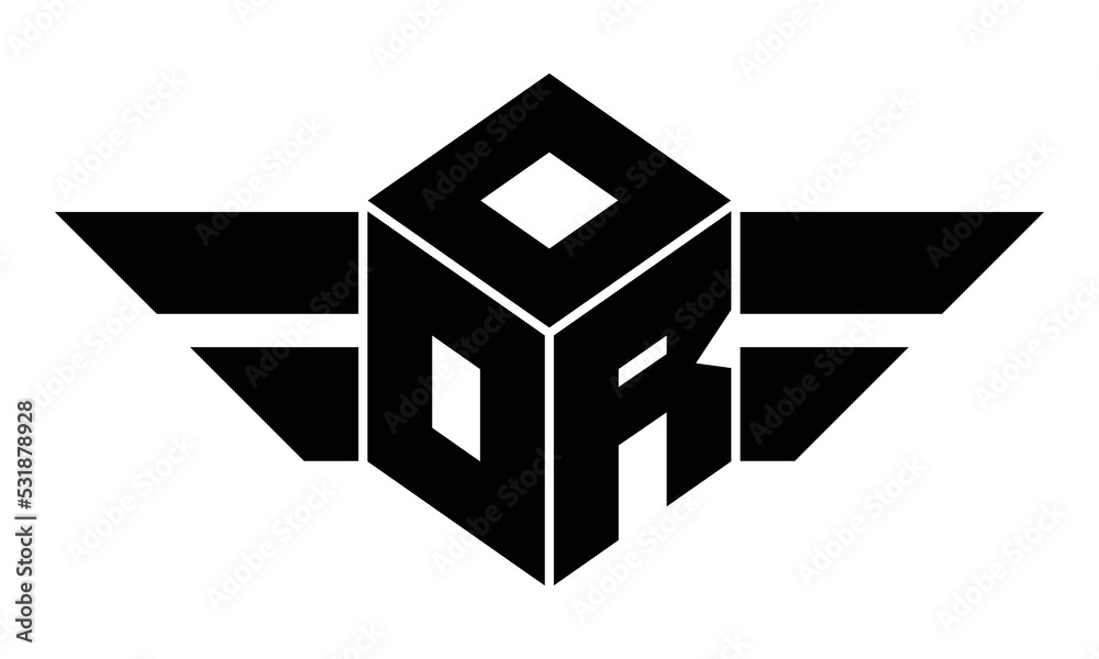 OOR three letter gaming logo in polygon cube shape logo design vector ...