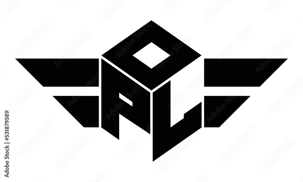 OPL three letter gaming logo in polygon cube shape logo design vector ...