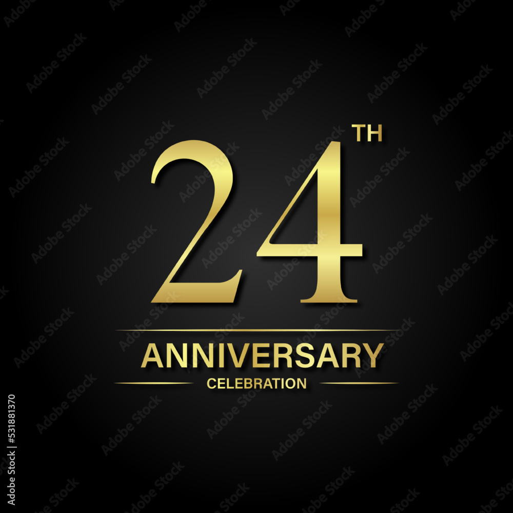 24th anniversary celebration with gold color and black background ...