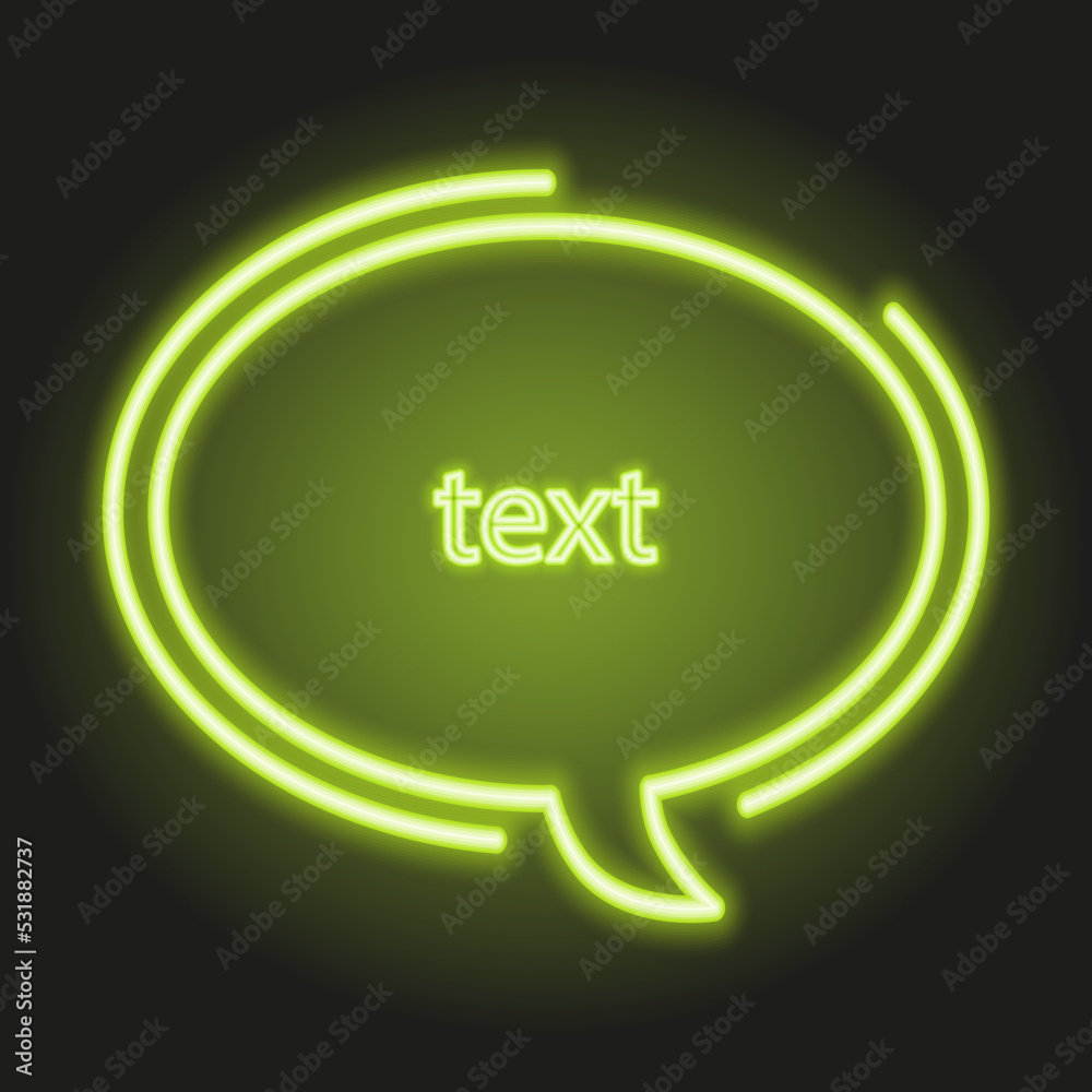 Neon green frame for text, comix frame, glowing tube border line ...