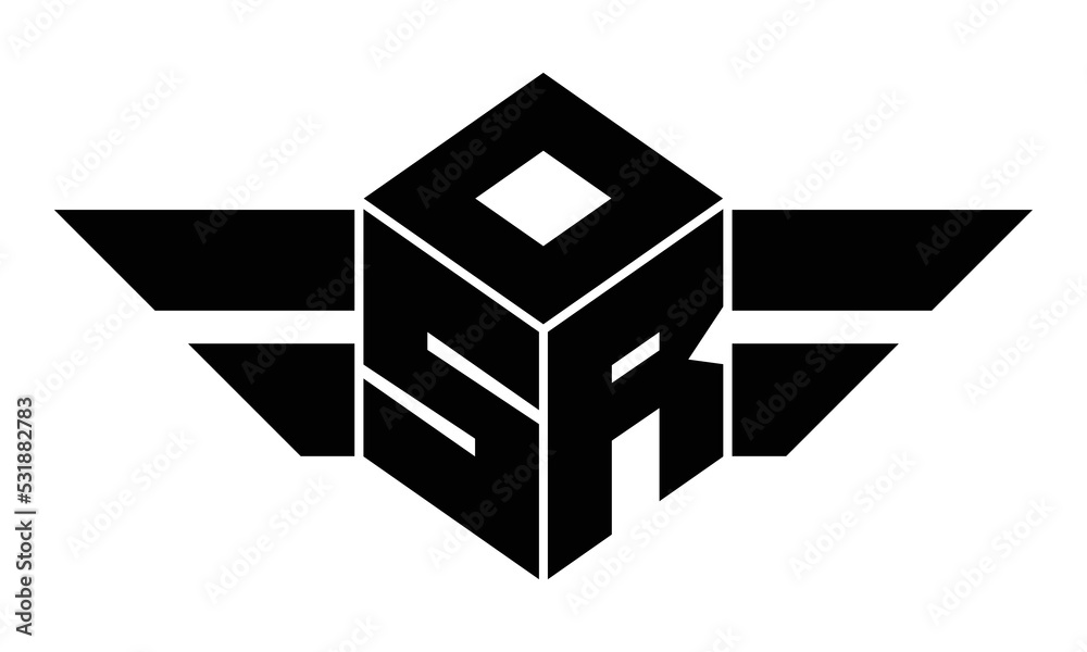 OSR three letter gaming logo in polygon cube shape logo design vector ...