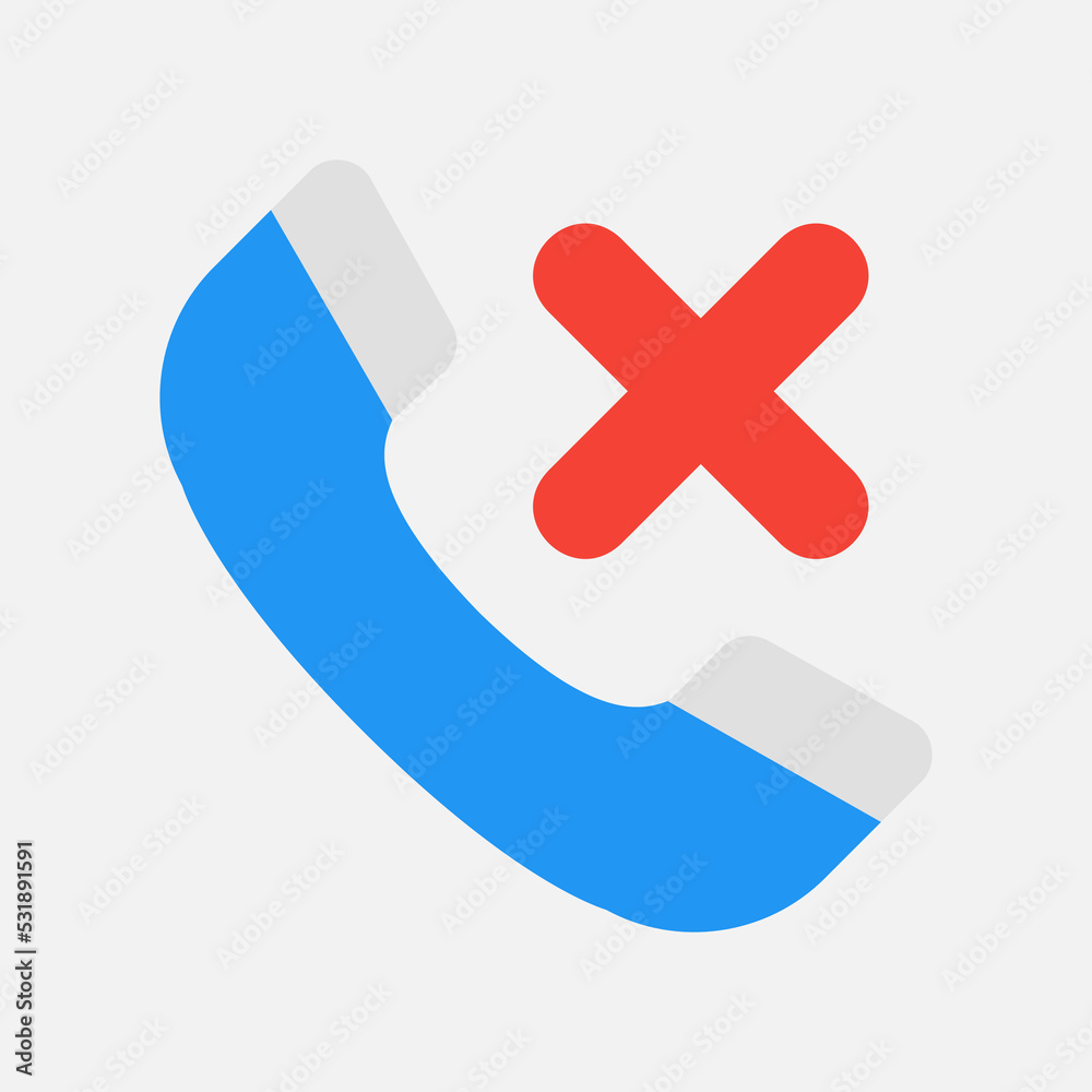 Missed call icon in flat style about communication, use for website ...