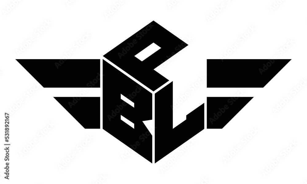 PBL three letter gaming logo in polygon cube shape logo design vector ...